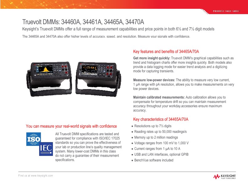 Truevolt DMMs: 34460A, 34461A, 34465A, 34470A PDF Asset Page | Keysight